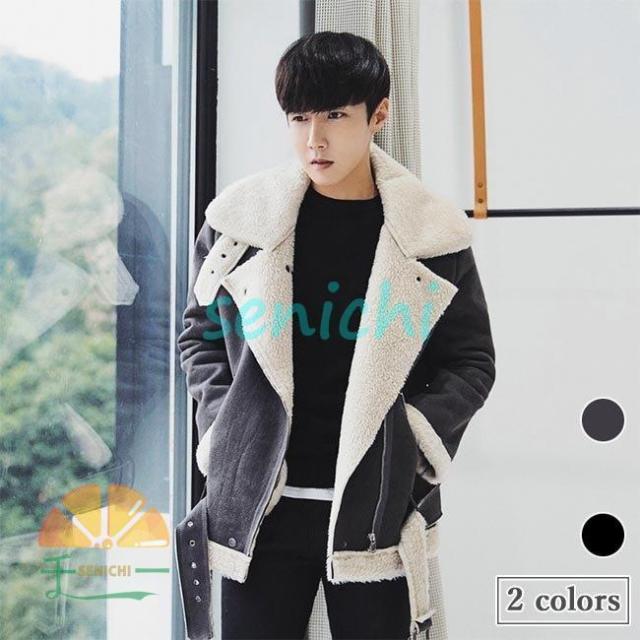 ムートンジャケット メンズ 裏ボア ジャケット ライダーズ レトロ アウター ムートン 冬 ライダースジャケット 厚手 暖かい 冬ジャケット