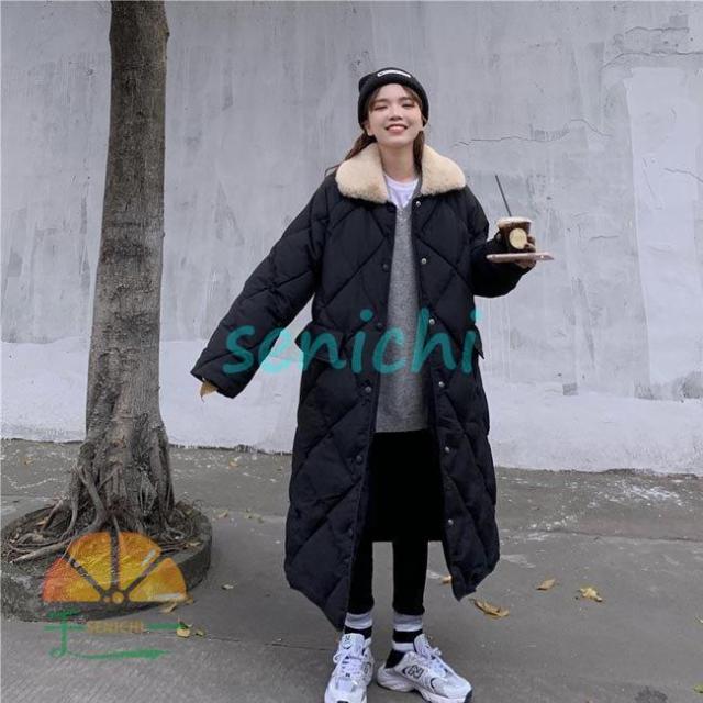 キルティングコート レディース 中綿コート 襟ファー Aラインコート コート 厚手 冬 アウター 中綿 ロングコート 冬コート 体型カバー