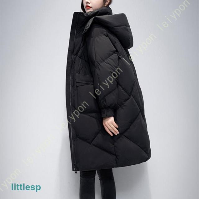 膝下 ベンチコート レディース 冬 可愛い ファー付き フード ダウン 中綿コート アウター ロングコート ジャンパー ファッション 着痩せ ハイネック 厚手 軽量