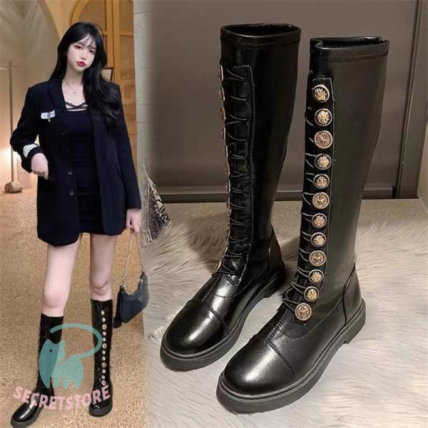 ロングブーツ レディース ブーツ 秋冬用 レースアップ 痛くない 美脚 防寒 PU 新作 裏起毛 履きやすい ファスナー付き 暖かい アウトドア