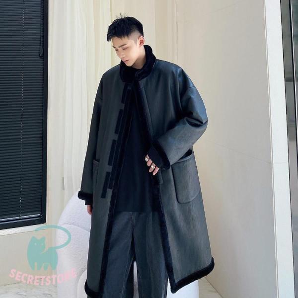 トレンチコート レザー 革ジャン ハイネック メンズ ロング丈 暖かい ポケット 通勤 ビジネス 紳士服 冬物 大きいサイズ 秋冬 防寒