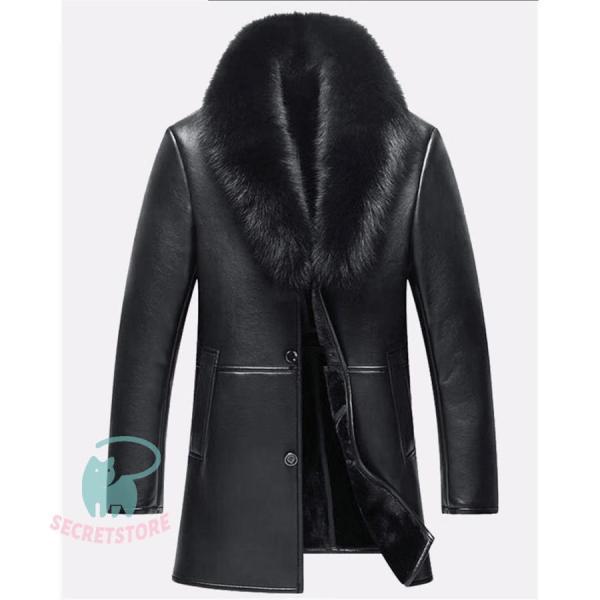 トレンチコート レザー ファー付き 革ジャン バイク 暖かい メンズ ロング丈 ビジネス 紳士服 冬物 大きいサイズ 秋冬 防寒