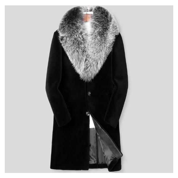 トレンチコート レザーコート メンズ 皮コート ロングコート 革ジャン ファー付き 高級感 ブレザー オーバーコート 紳士服 細身 おしゃれ