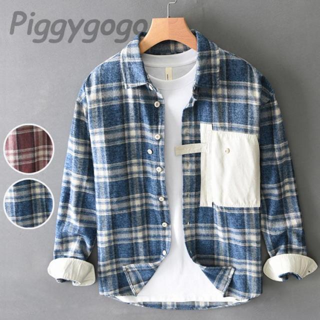 チェックシャツ カジュアルシャツ トップス ネルシャツ 100％綿 長袖 メンズ ファッション 2025 父の日