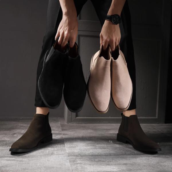 サイドゴアブーツ チェルシーブーツ メンズ ブランド ショートブーツ スエードブーツ 黒ブーツ カジュアルブーツ 冬 靴 ハイカット 裏起毛