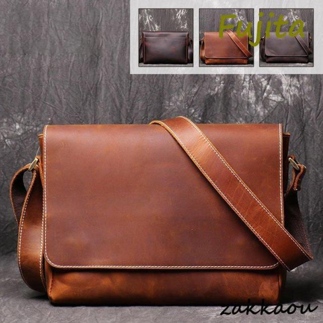 本革　メッセンジャーバッグ　ショルダーバッグメンズ 斜めがけ 2way 耐久 ビジネスバッグ　通勤バッグ カバン　牛革　通勤通学 　カジュアル