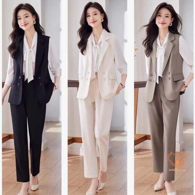 パンツスーツ レディース パンツ セットアップ ベスト ロングベスト ロング丈 ジレ パンツ テーパードパンツ