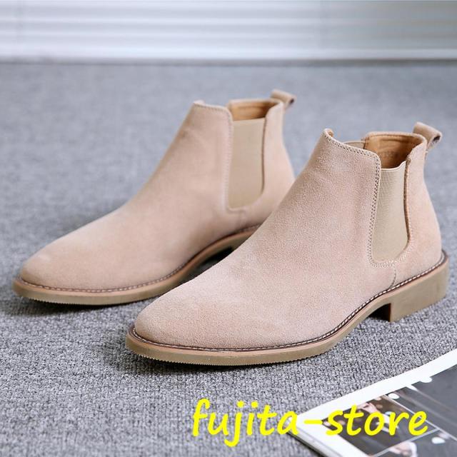 サイドゴアブーツ チェルシーブーツ メンズ ブランド ショートブーツ スエードブーツ 黒ブーツ カジュアルブーツ 冬 靴 ハイカット 裏起毛
