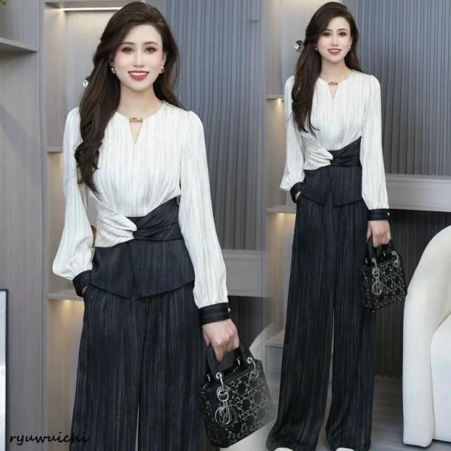 セットアップ レディース 2点セット ワイドパンツ フォーマル 結婚式 二次会 パンツドレス きれいめ ガウチョパンツ 40代 大人 上品 通勤 OL 母親 卒業式 入学式