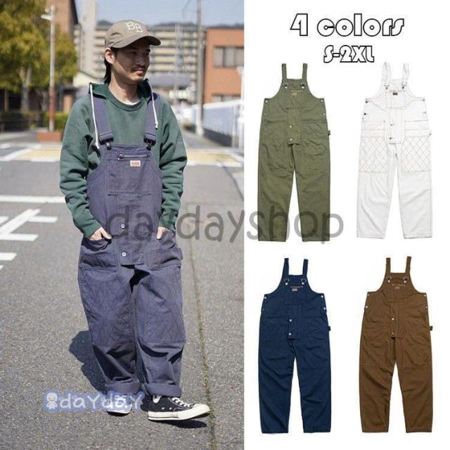 オーバーオール メンズ ゆとり 純色 ロングパンツ オールインワン サロペット ボトムス 春夏秋 新作 お洒落 男性 カジュアル おしゃれ 大きいサイズ 作業服 4色