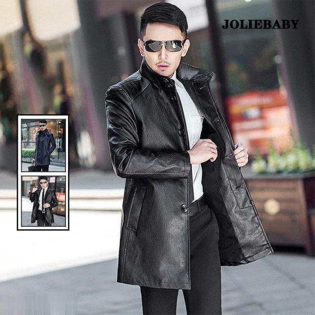【爆買】レザーコート メンズ ロングコート 厚手 革コート 革ジャン ビジネスコート アウター おしゃれ 大きいサイズ カジュアル かっこいい 防風 暖かい 秋冬