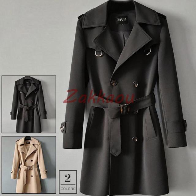 【爆買】メンズトレンチコート　コート　春秋冬　メンズ　ジャケット　ロングコート　トップス　アウター　ミディアム　ビジネス　通勤　カジュアル　紳士