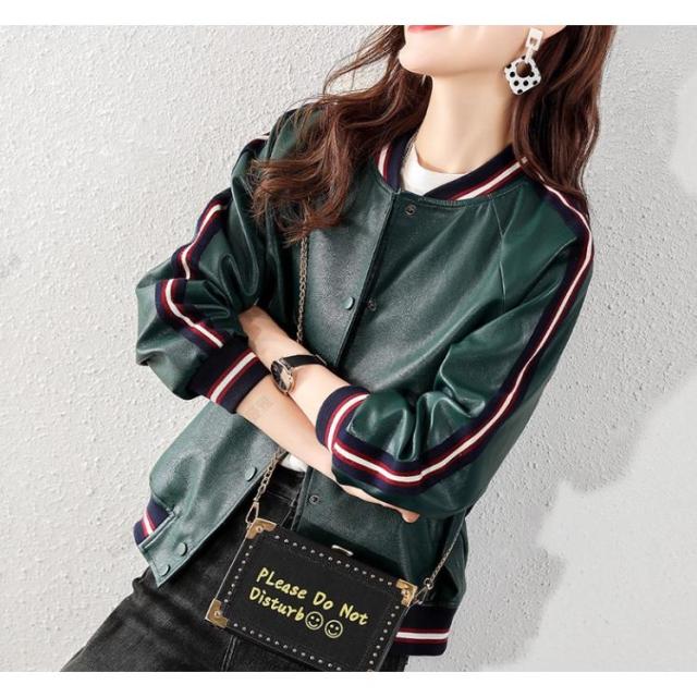 レディース革ジャン pu革　秋冬　レザー ライダース スリム ラム革 立ち襟 バイクウェア シングル 女性用　上品　防寒防風