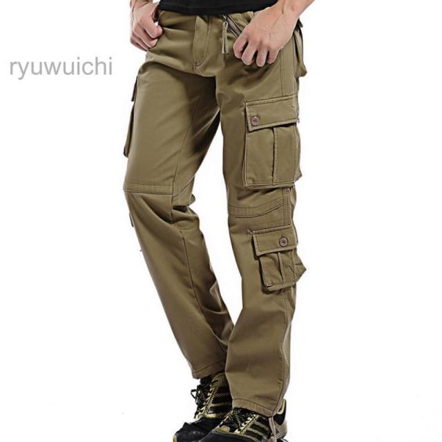 カーゴパンツ メンズ 極暖 裏ボア 裏起毛 暖かい 防風 防寒 ゆったり ロング ウェストゴム ミリタリー イージー ボトムス ストレート 作業 冬