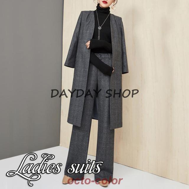 卒業式 スーツ 母 セットアップ レディース 春 ブレザー ワイドパンツ 服 ジャケット 秋 冬 ハイウエスト ウエストゴム おしゃれ 長袖 通勤 OL