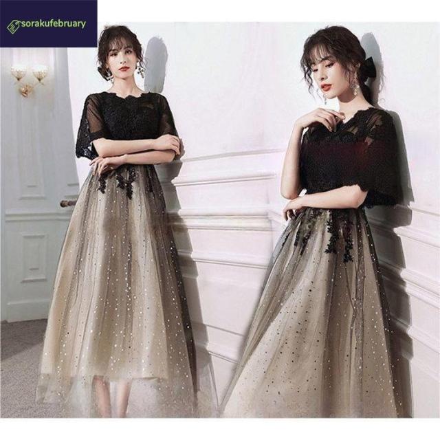 ドレス 大人 ピアノ 発表会 ドレス 高校生 中学生 ピアノ発表会 結婚式 演奏会ドレス ロング マキシ丈 膝丈 ジュニア 黒 ゴールド 韓国 カクテルドレス レ