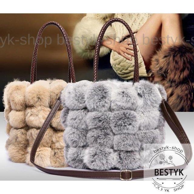 ラビットファー パーティーバッグ ハンドバッグ ファーバッグ レディース ラビット ファー ショルダーバッグ かわいい 2way 肩掛け カバン 鞄