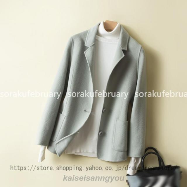 ショートコート レディースウール テーラードコート ジャケット ピーコート ショート丈 アウター チェスターコート ウールコート ポケット 秋冬 あったか