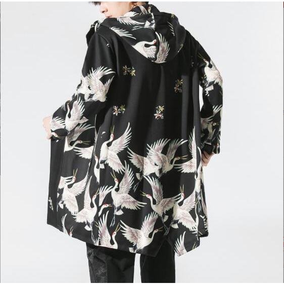 コート ロングコート メンズ 横須賀 パーカー ロング丈 ジャケット ジャンパー アウター フード付き 大きいサイズ 和柄 ストリート系 B系 おしゃれ