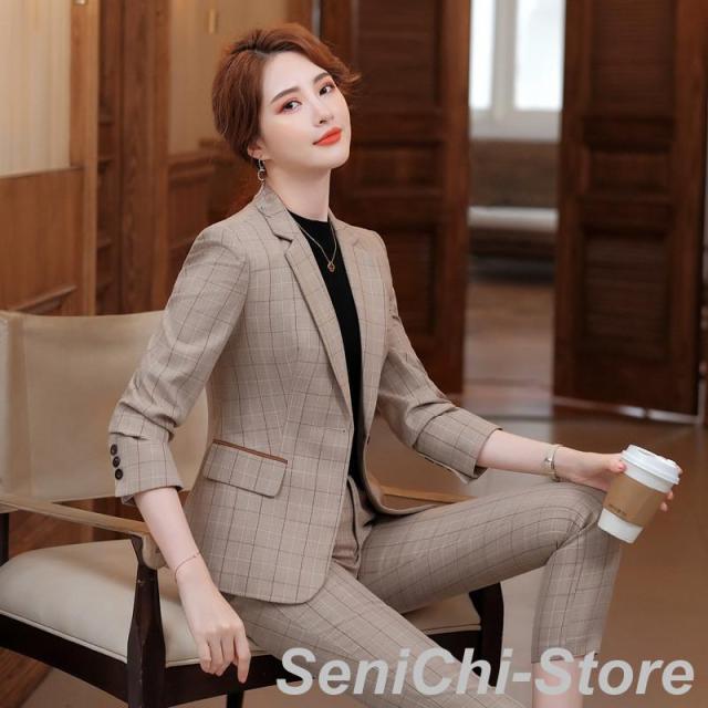 スーツセット パンツスーツ レディース フォーマル チェック柄 セレモニー ビジネス 入学式 卒業式 通勤 面接 オフィス 2点セット 上品