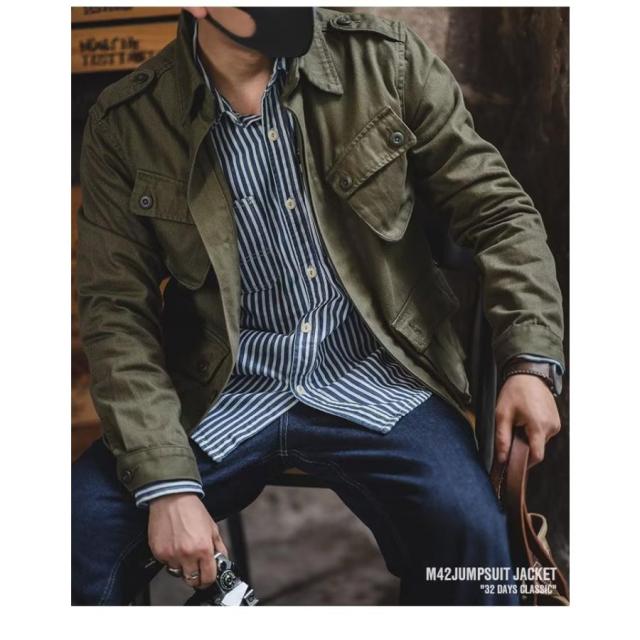 ミリタリージャケット メンズ M-65 ストレッチ ツイル ミリタリー フィールドジャケット ハイネック スタンドカラー