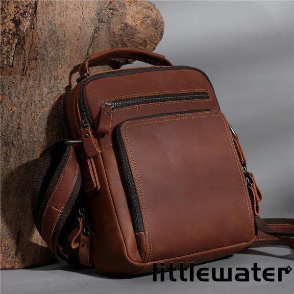 ショルダーバッグ メンズ 本革 斜め掛けバッグ 男性 レザー 大容量 9.7インチiPad対応 肩掛けバッグ カジュアル アウトドア 鞄 ブラウン