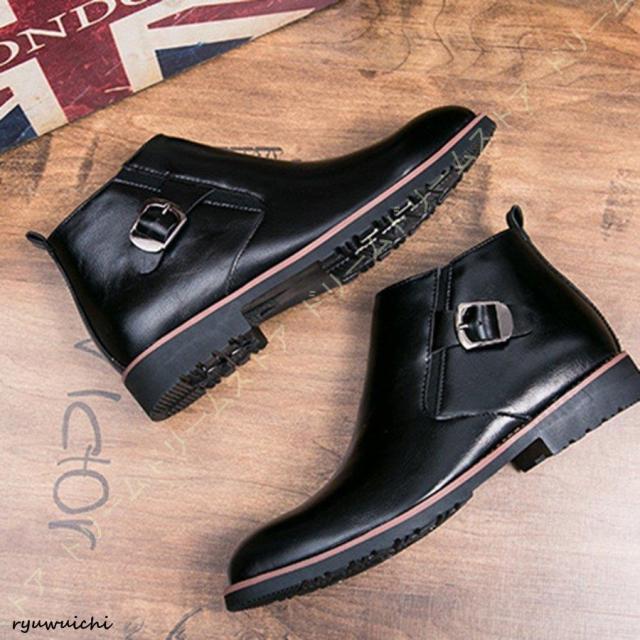 ビジネスシューズ 革靴 メンズ 靴 ファスナー付き 通気性 柔らかい ビジネスシューズ サイドジップ ショートブーツ メンズ ブーツ 紳士靴