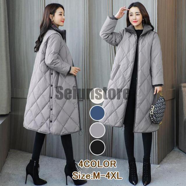 中綿コート ダウン風コート レディース ロング丈 ダウン風ジャケット 冬アウター ゆったり 暖かい 大きいサイズ 40代 50代60代