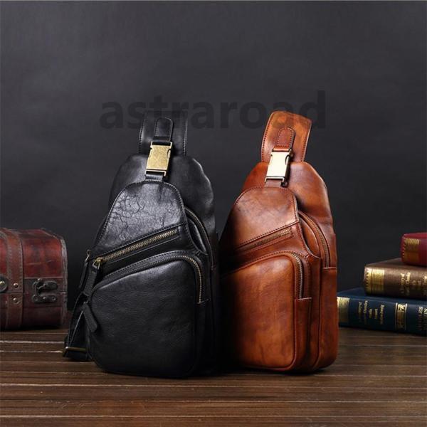 職人手作り ヌメ革 ボディバッグ ワンショルダー 牛本革 多機能 肩掛け 斜めがけ チェストバッグ メンズバッグ 鞄 アウトドア カジュアル