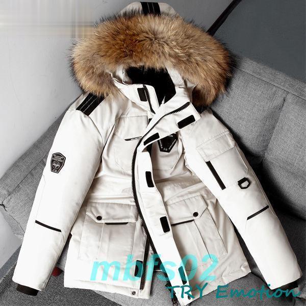 ダウンジャケット メンズ 羽毛 アウター ブルゾン ジャンパー ショートコート オシャレ 防寒着 スリム カジュアル 男性用 フード付き 秋 冬 紳士服