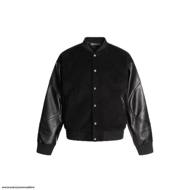 スタジャンメンズおしゃれブランド無地柄黒スタジアムジャンパージャケットライトアウタートップス大きいサイズ春秋冬17amj10540代50代