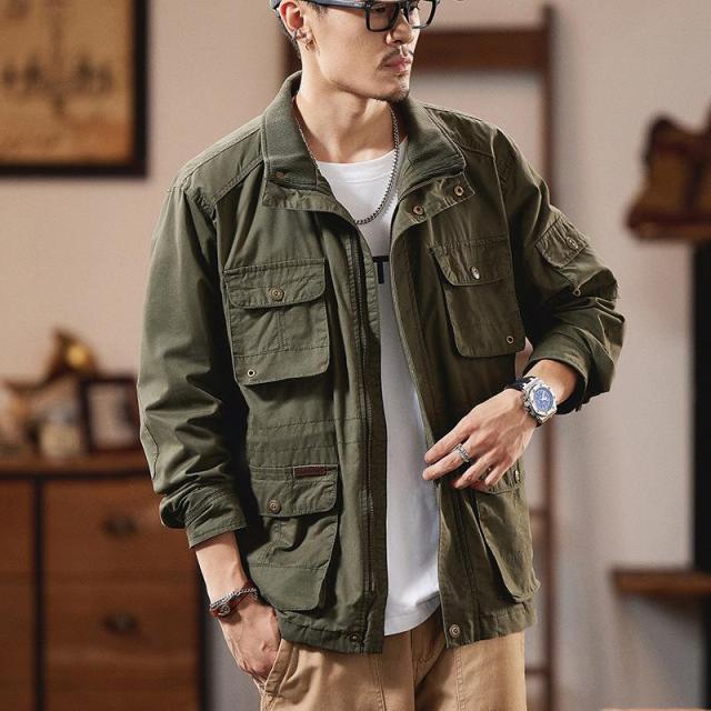 ミリタリージャケット メンズ ストレッチ ツイル ミリタリー フィールドジャケットスタンドカラー