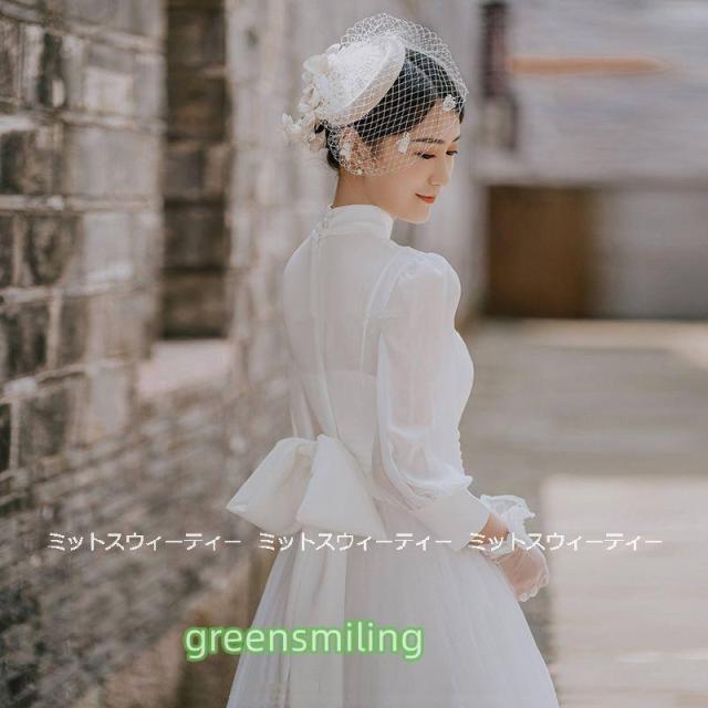 ウェディングドレス ウエディングドレス Aラインドレス ロングドレス 長袖 結婚式 二次会 花嫁 前撮りドレス フォトウエディング 披露宴 後撮り リゾート 白