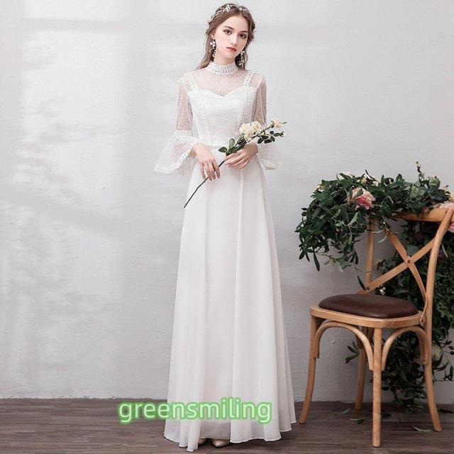 ウエディングドレス 花嫁 結婚式 ウェディングドレス aラインドレス ホワイト 二次会 Aライン 白 花嫁 パーティードレス 披露宴 ブライダル 小きいサイズ