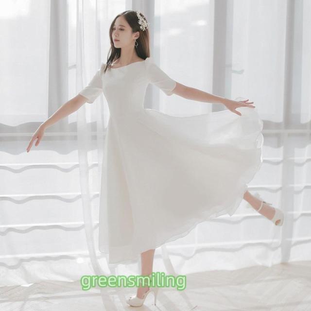 ウェディングドレス 半袖 サテン チュール ワンピース ホワイト 二次会 結婚式 ブライダル 前撮り 挙式 花嫁 ウエディングドレス シンプル かわいい