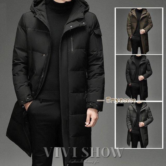 ダウンコート メンズ ロング丈 ダウンジャケット 無地 ライトダウン 大きいサイズ 防寒 防風 シンプル 暖かい オフィス 通勤 秋冬