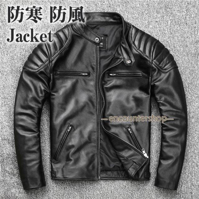 ライダースジャケット メンズ 本革 牛革 レザージャケット 上品 ビジネス バイク 革ジャン アウター ゆったり 大きいサイズ 撥水 防寒 防風 通勤