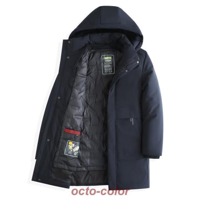 ダウンライナー脱着可能のミディアム丈フード付きジャケット メンズ ダウンコート ビジネスコート 防寒対策 保温 通勤 暖かい フード取り外せる アウター