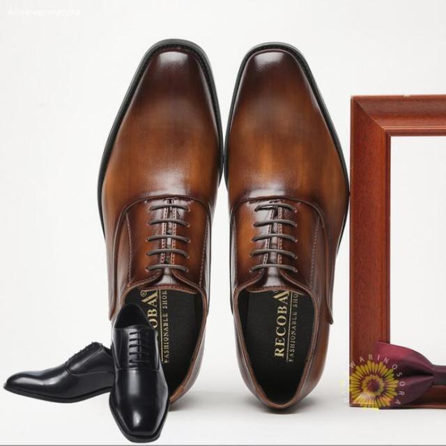 ビジネスシューズ メンズ 革靴 本革 高級紳士靴 ストレートチップ フォーマル 内羽根 幅広EEE