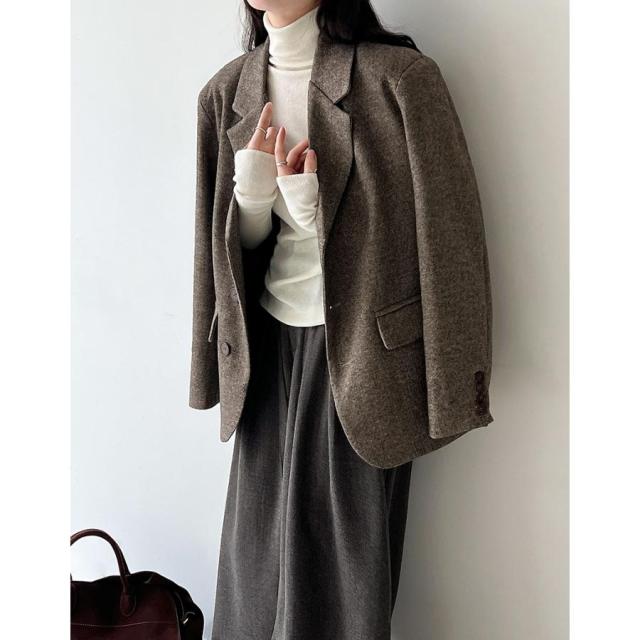 ウールテーラードジャケット レディース テーラードジャケット オータムジャケット ウィンタージャケット 通勤 S グレー カジュアル