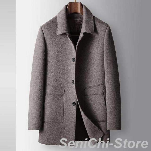 ウールコート 60%ウール メンズ チェスターコート ロングコート ビジネスコート アウター リバーコート 90%白ダウンインナー付き 通勤通学 カジュアル 紳士