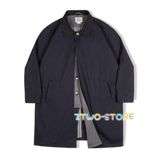 ステンカラーコート バルマカーンコート コート メンズ ツイル ビジネスコート ロングコート ミリタリー オーバーサイズ 大きいサイズ ゆったり 通勤 春 秋 冬