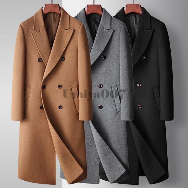 ウールコート メンズ コート ロング丈コート チェスターコート 秋冬 アウター 厚手 防寒 暖かい メルトン