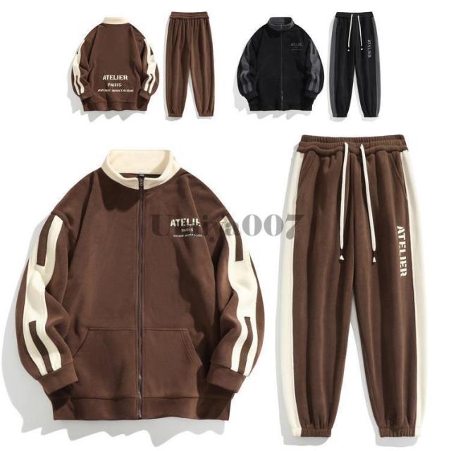 セットアップ フリース上下セット トラックジャケット+ジョガーパンツ 裏起毛 メンズ レディース 秋冬 あたたか