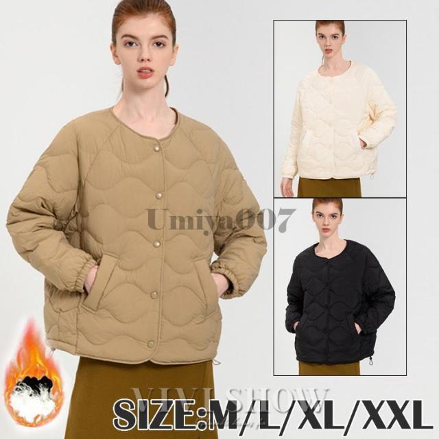 ダウンジャケット レディース 軽量 ウルトラ ブルゾン アウター ノーカラー ライトダウン ショート おしゃれ 秋冬 防寒 暖かい 薄手