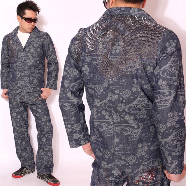 在庫限りセール SALE 40%off 花旅楽団スクリプト 鳳凰柄 刺繍 流水桜