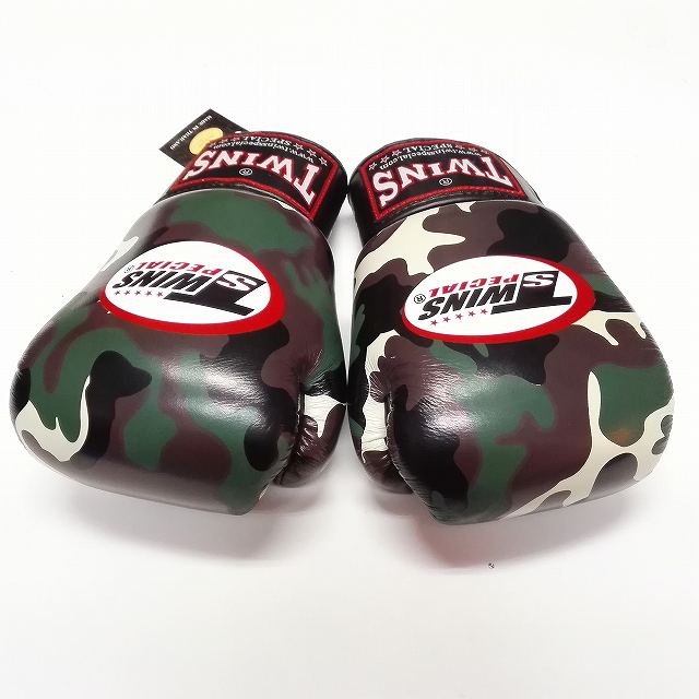 新品 正規 TWINS 本格 ボクシンググローブ 迷彩緑 /サイズ選択/8/10/12/14/16/大人用/子供用/ムエタイ/本革製/マジックテープ式/通販
