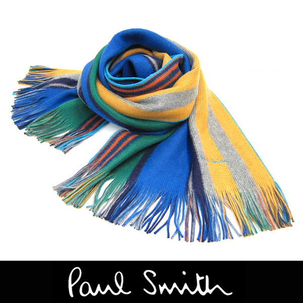 Paul Smith ポールスミス マフラー フリンジ マルチストライプ イエロー (65) 927B S850 E