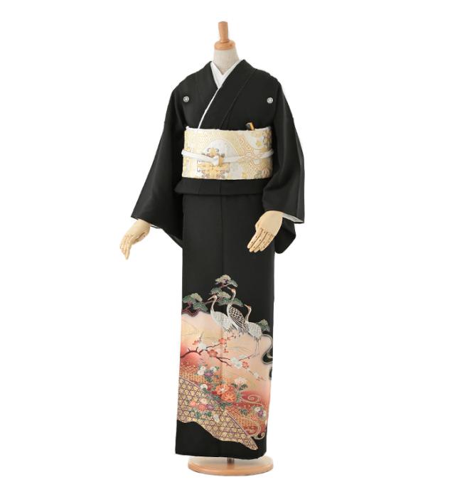 往復送料無料 2泊3日 レンタル 黒留袖 Lサイズ No.0084