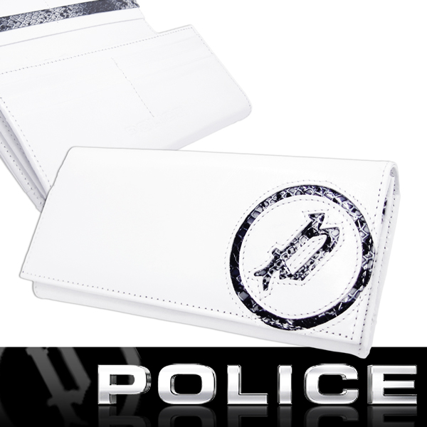 POLICE ポリス 二つ折り 長財布 イタリアンレザー 財布 EVEN パイソン柄 へび柄 PA-5503 WH 国内正規代理店商品 新品 (6)